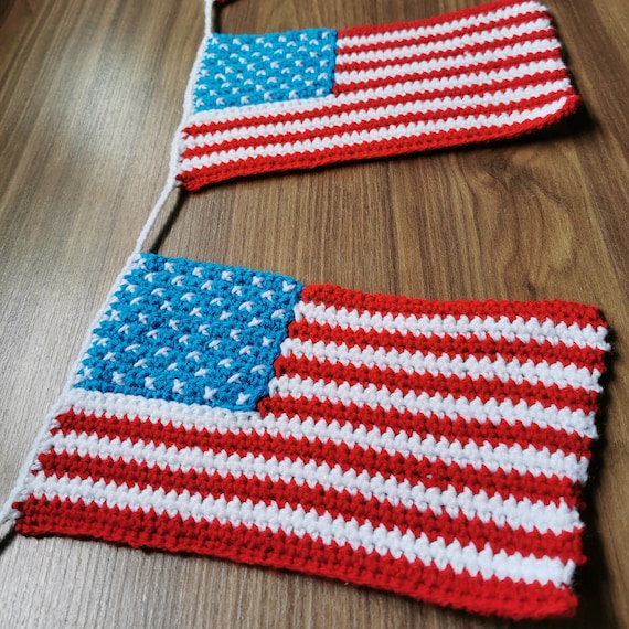 American Flag Garland Independence Day Bunting Quick and - Etsy