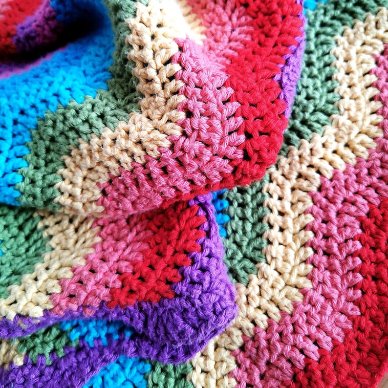 Rainbow Wave Crochet Blanket Pattern: Easy Ripple Design (PDF Pattern ...