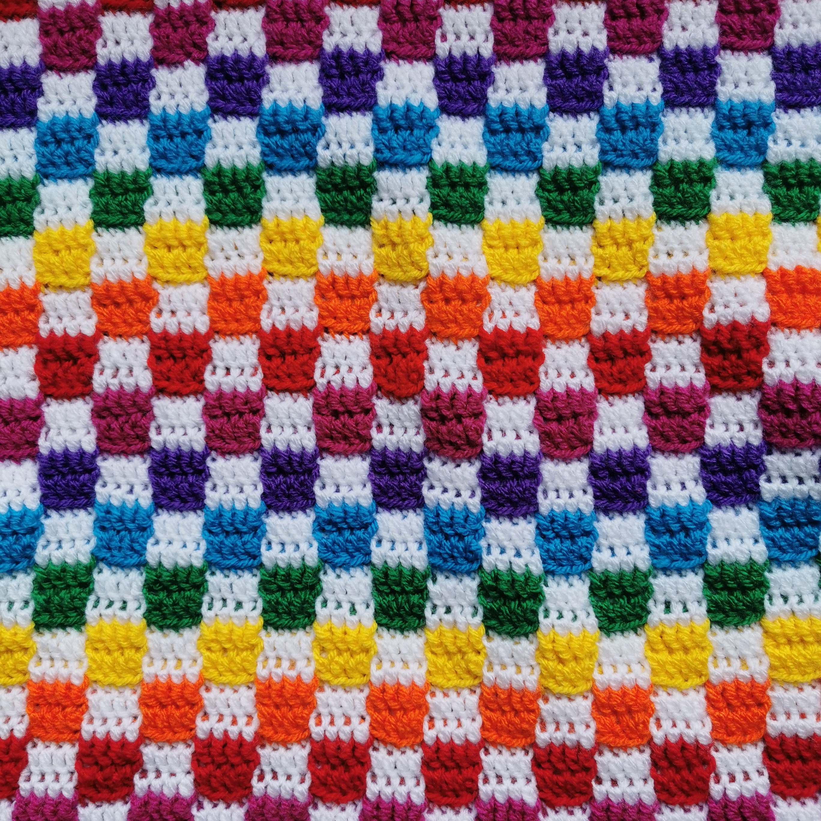 Chequered Blanket Crochet Pattern - Rainbow Squares Blanket Crochet Pdf ...