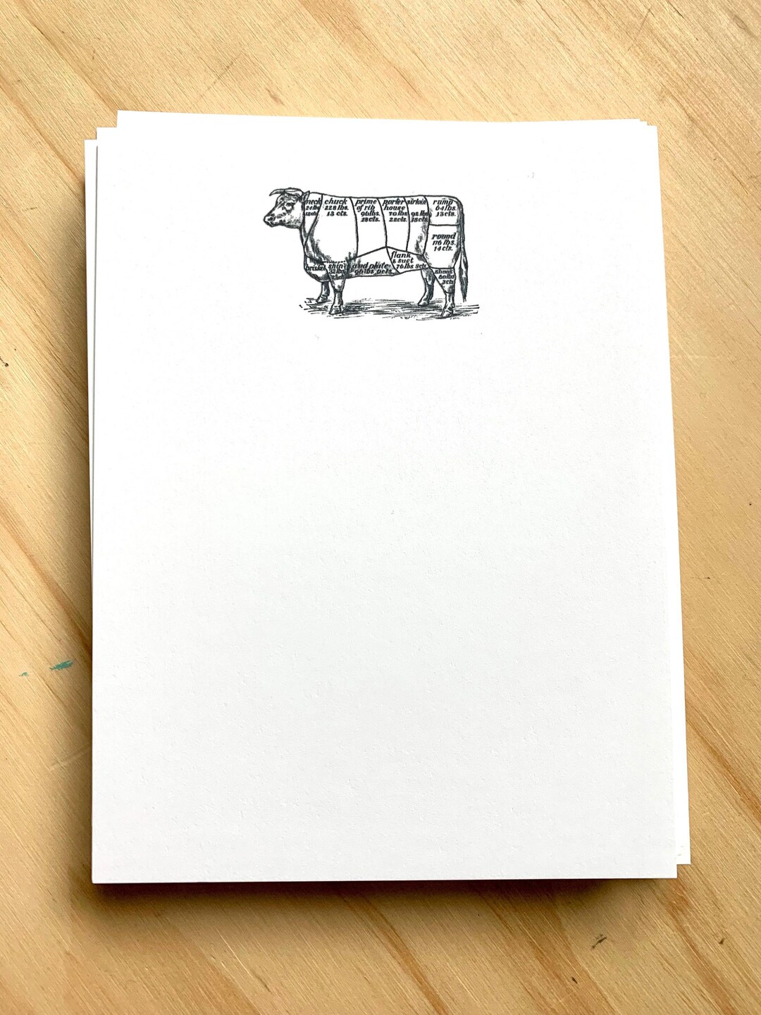 Vintage Inspired Flat Note Cards and Envelopes, Stationery Set, Cow ...