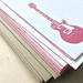 Vintage Inspired Guitar Note Card Set, Hand Stamped Stationery (set of ...