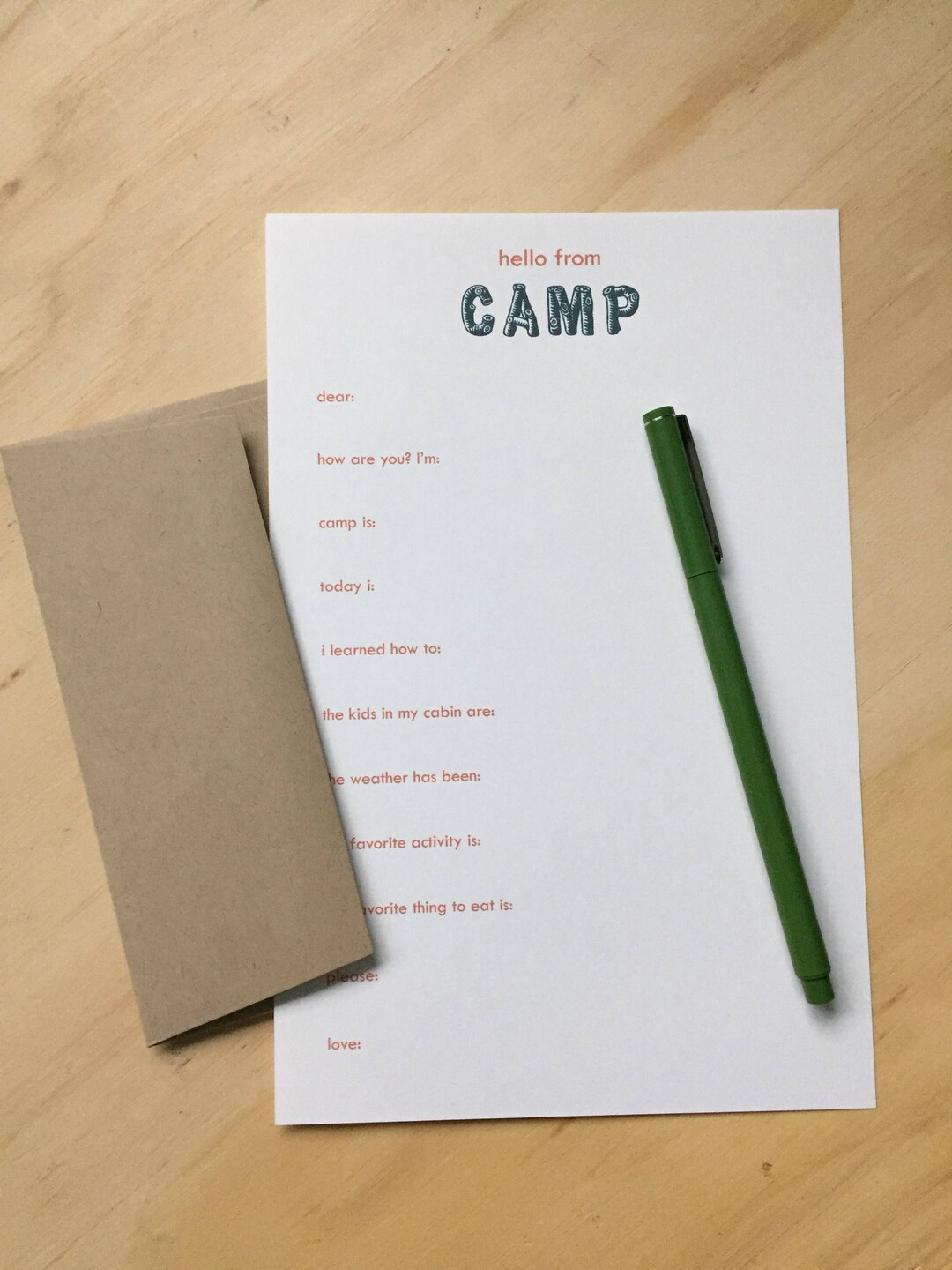 Kids Camp Stationery, Summer Note Card for Kids, Camp Stationary Set of ...