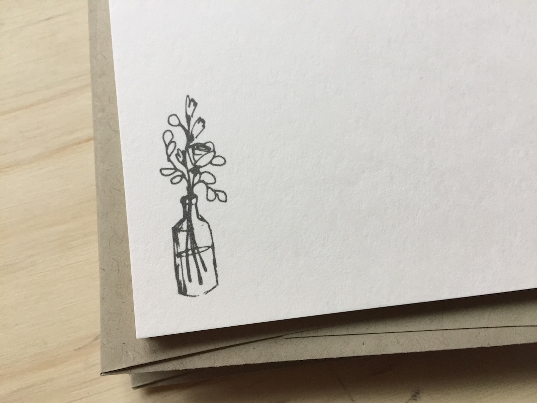 Floral Bouquet in Vase Note Card Set, Vintage Inspired Flat Note Cards ...