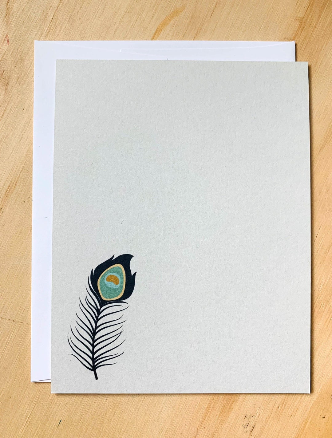 Peacock Feather Notecard Set, Vintage Style Stationery - Etsy