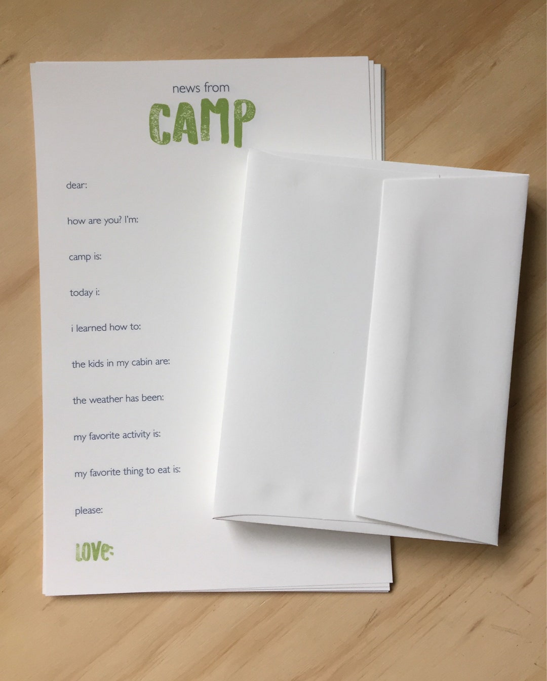 Kids Camp Stationery, Summer Note Card for Kids, Camp Stationary Set of ...