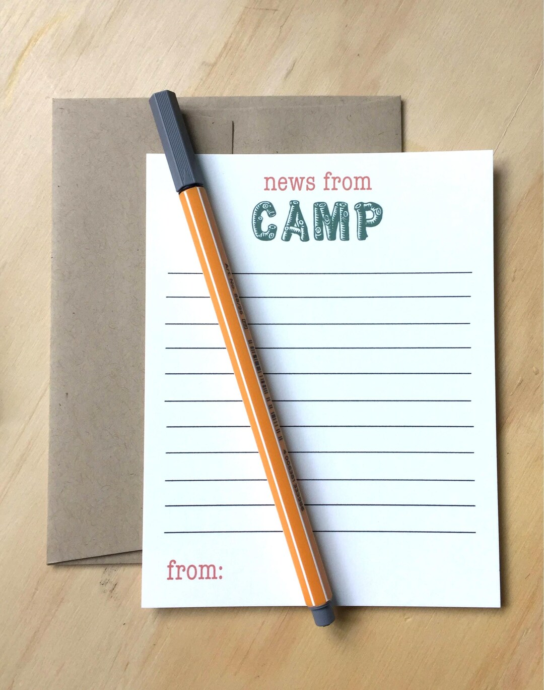 Kids Camp Stationery, Summer Note Card for Kids, Camp Stationary Set of ...