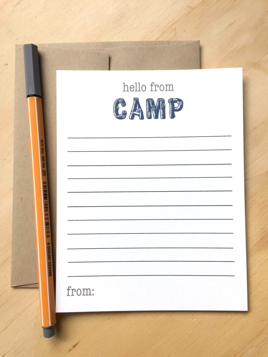 Kids Camp Stationery Set, "hello From Camp" Note Cards - Etsy