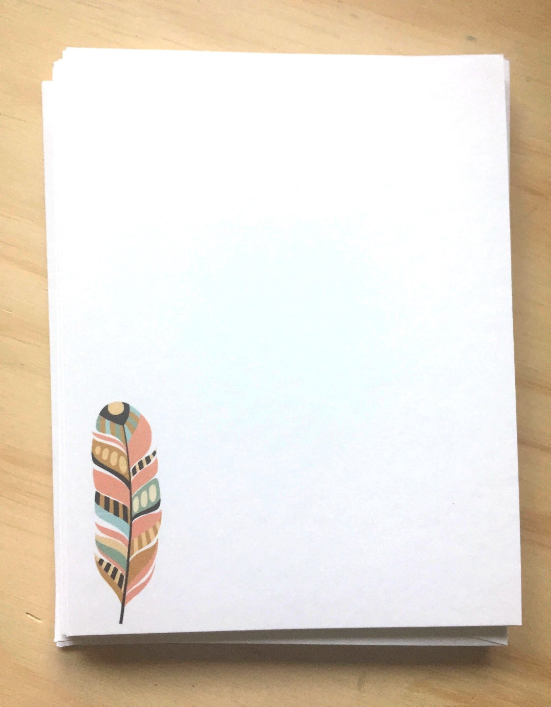 Vintage-inspired Feather Stationery, Feather Note Cards, Flat Note ...