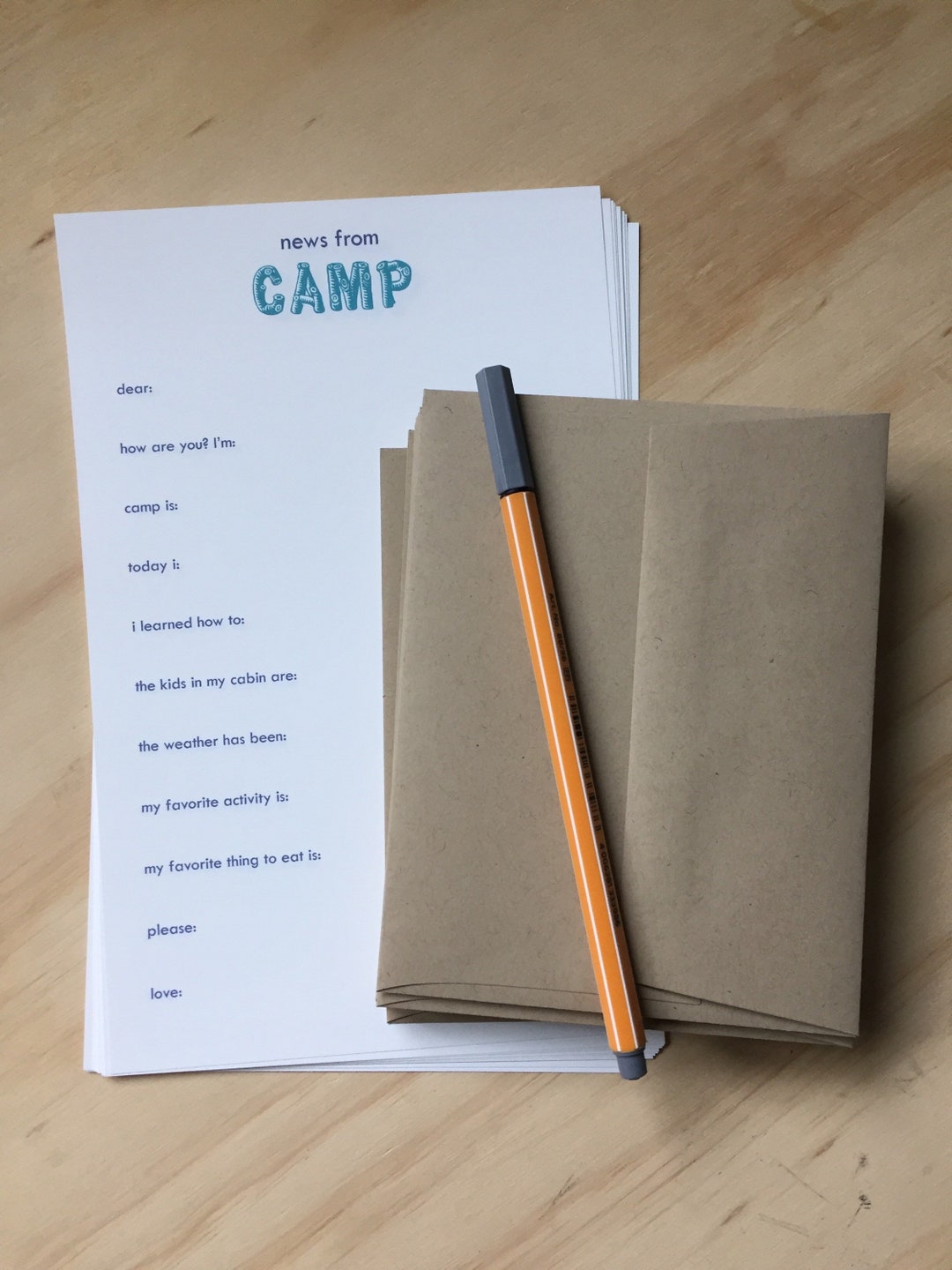 Kids Camp Stationery, Summer Note Card for Kids, Camp Stationary Set of ...