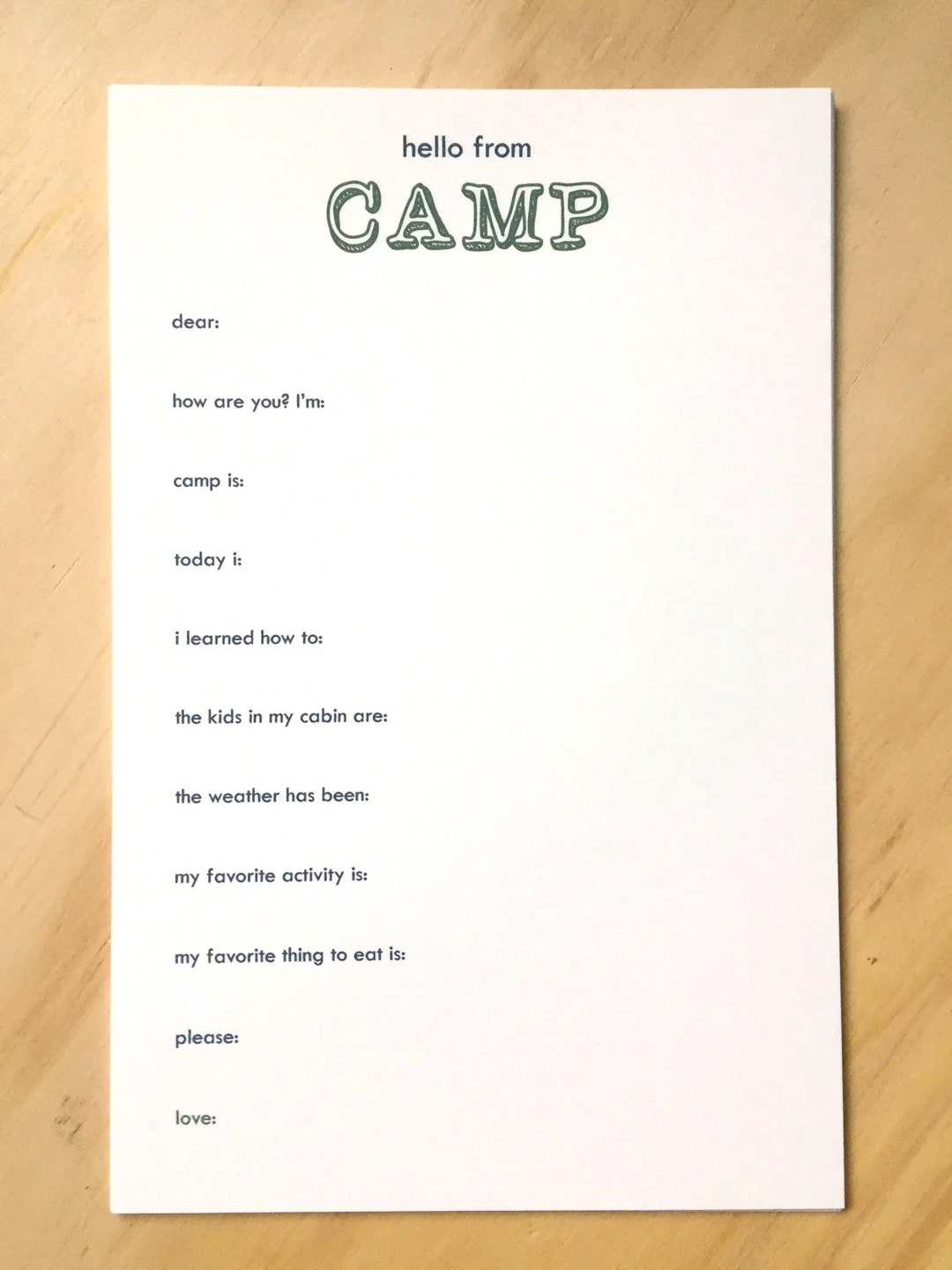 Kids Camp Stationery, Summer Note Card for Kids, Camp Stationary Set of ...