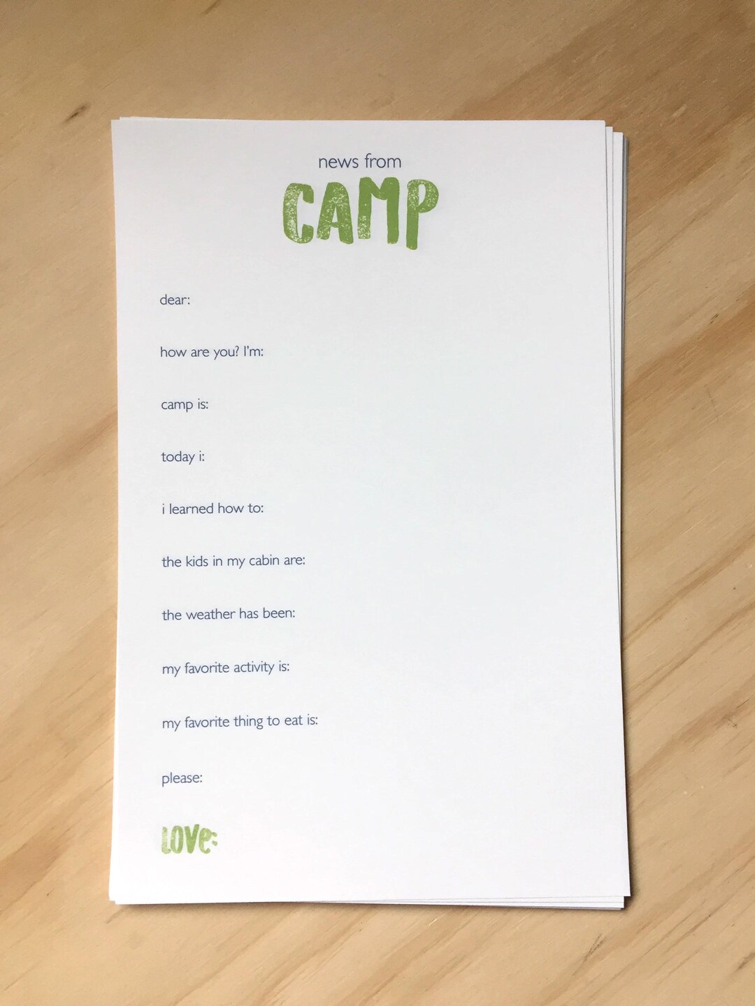 Kids Camp Stationery Set, 'news From Camp' Note Cards - Etsy