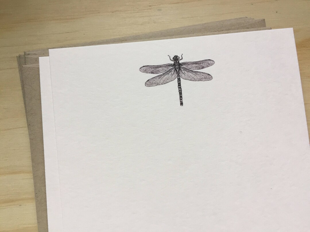Dragonfly Note Card Set, Vintage Style, Blush Stationery - Etsy