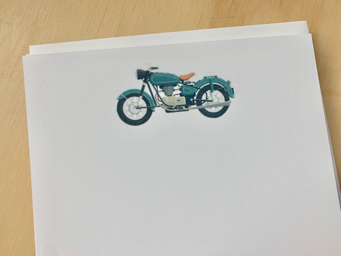 Vintage Motorcycle Note Cards Vintage Inspired Flat Note | Etsy