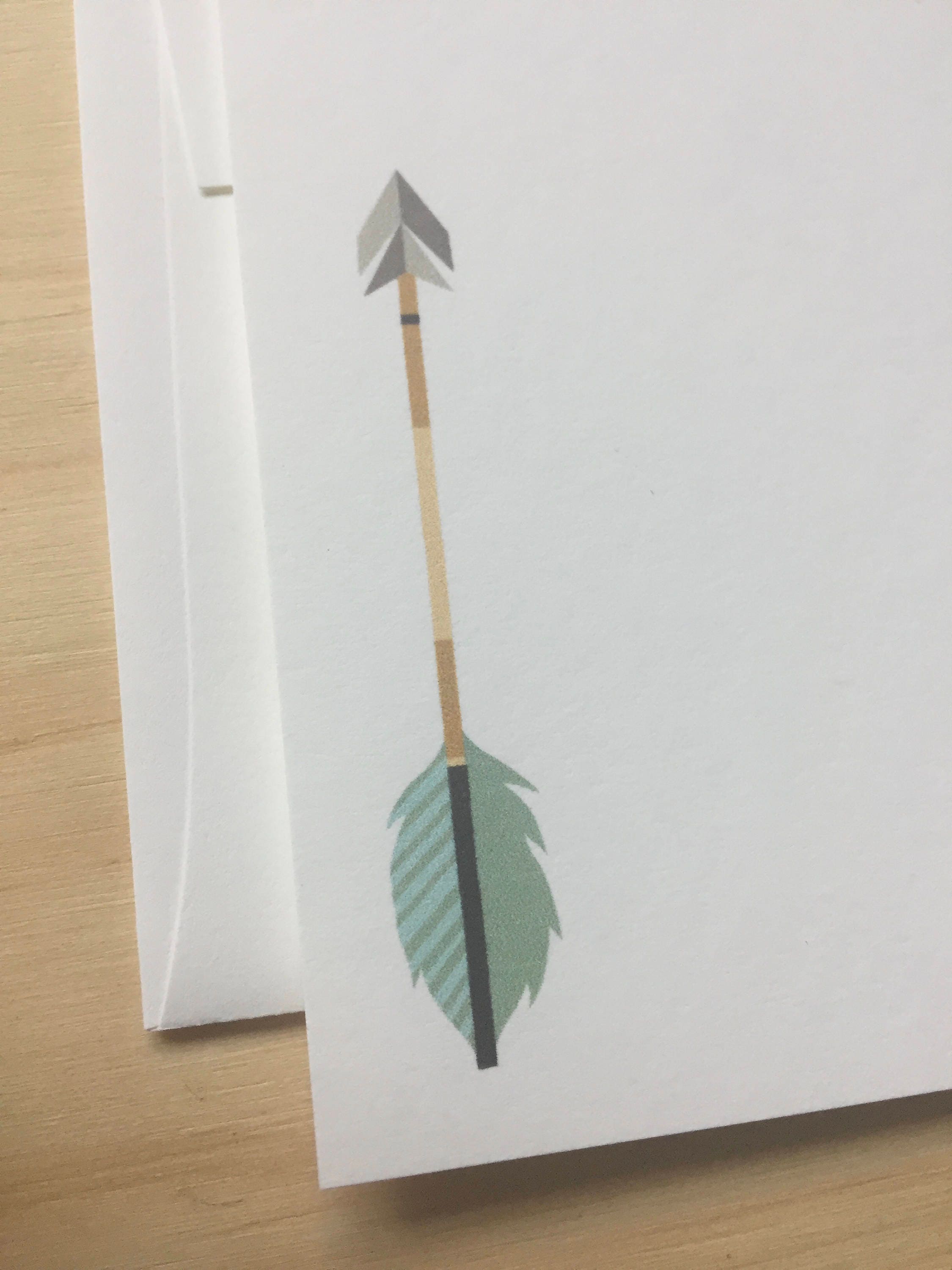 Arrow Stationery Arrow Note Cards Vintage Inspired Flat Note | Etsy