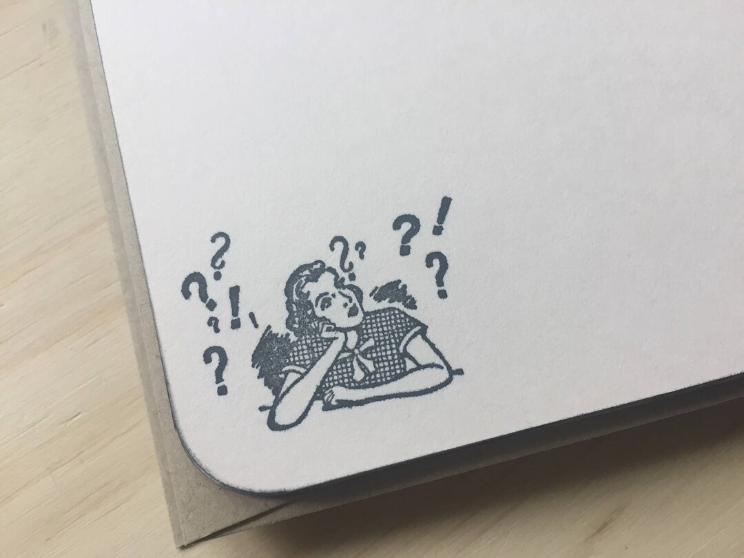 Retro Woman Note Cards, Question Mark Stationery Set - Etsy