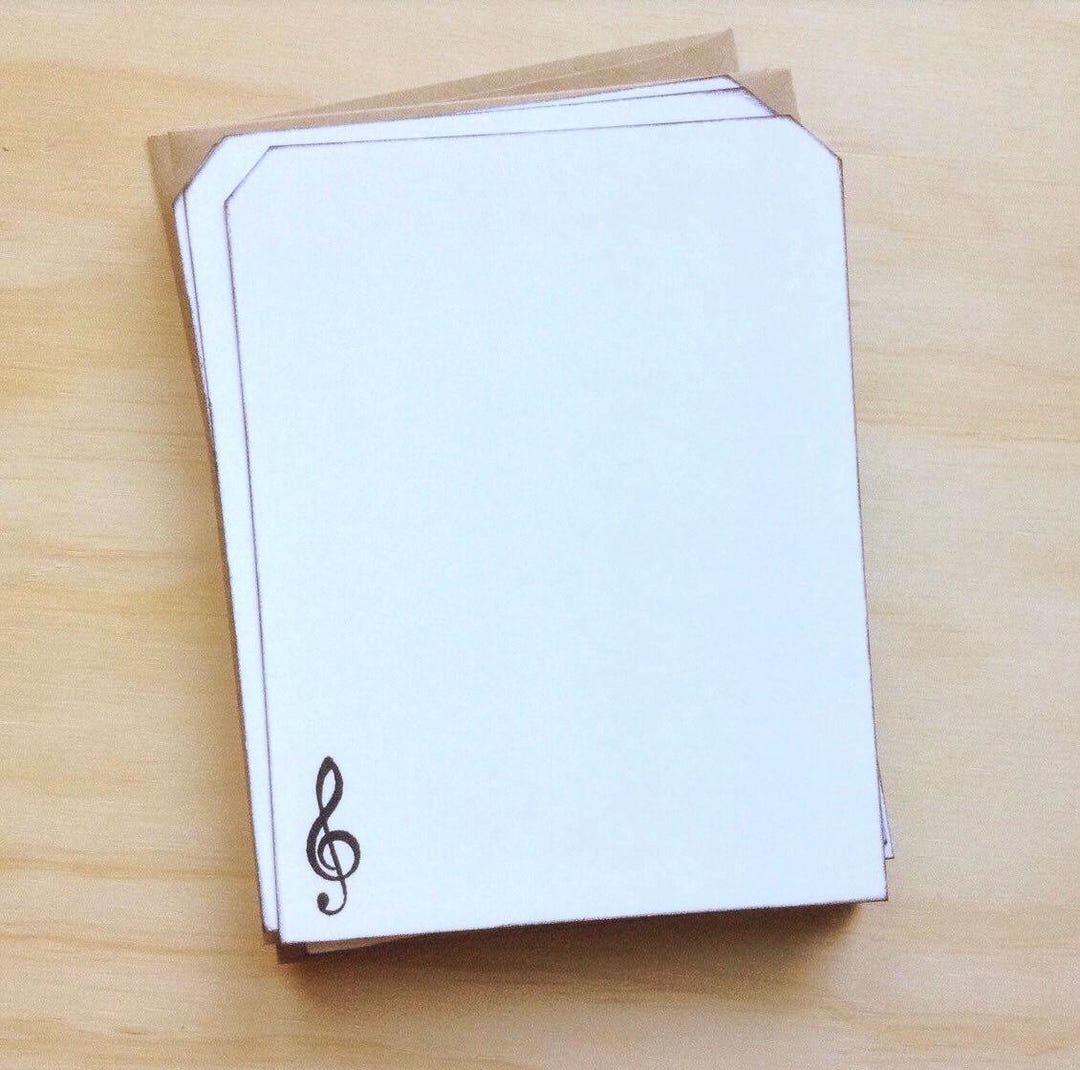 Vintage Inspired Flat Note Cards and Envelopes, Music Stationery Set ...
