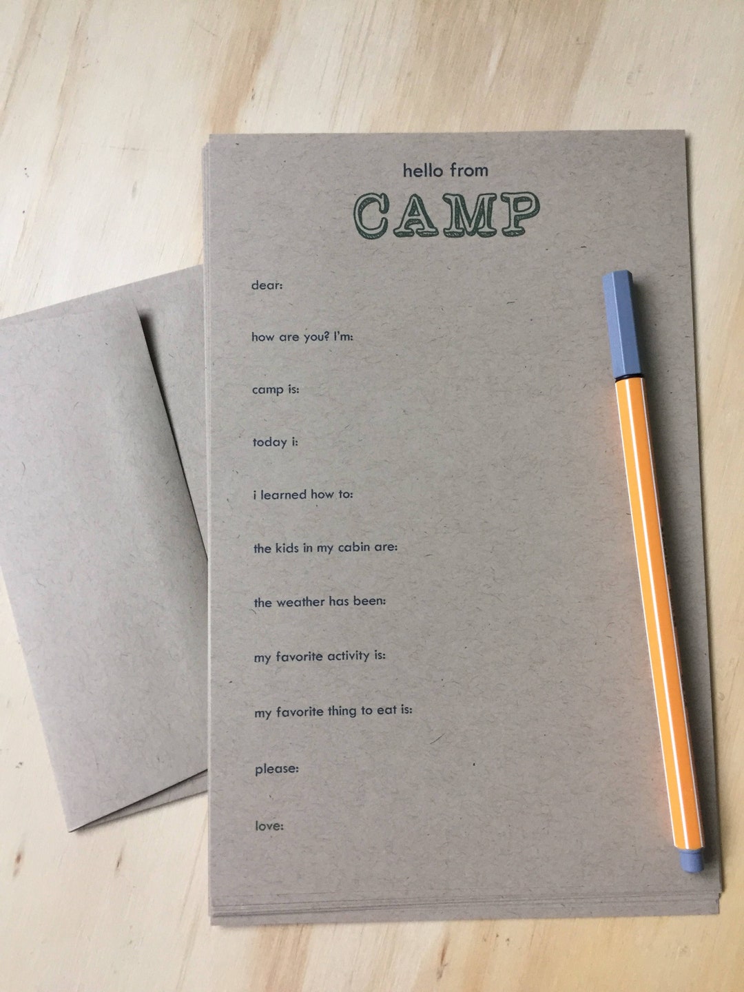 Kids Camp Stationery, Summer Note Card for Kids, Camp Stationary Set of ...