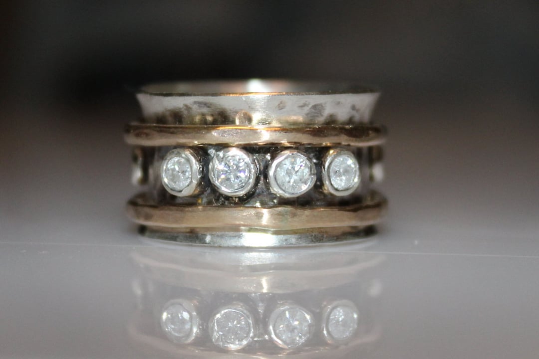 Diamond Spinner Ring - Bezel Set Diamond Spinner Ring - Diamond ...