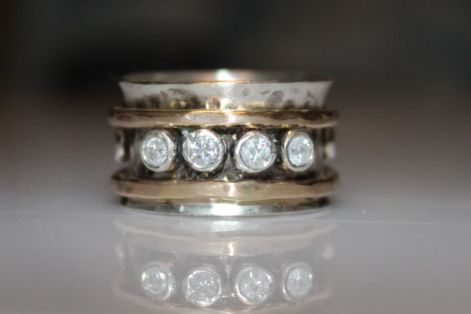 Diamond Spinner Ring Bezel Set Diamond Spinner Ring - Etsy