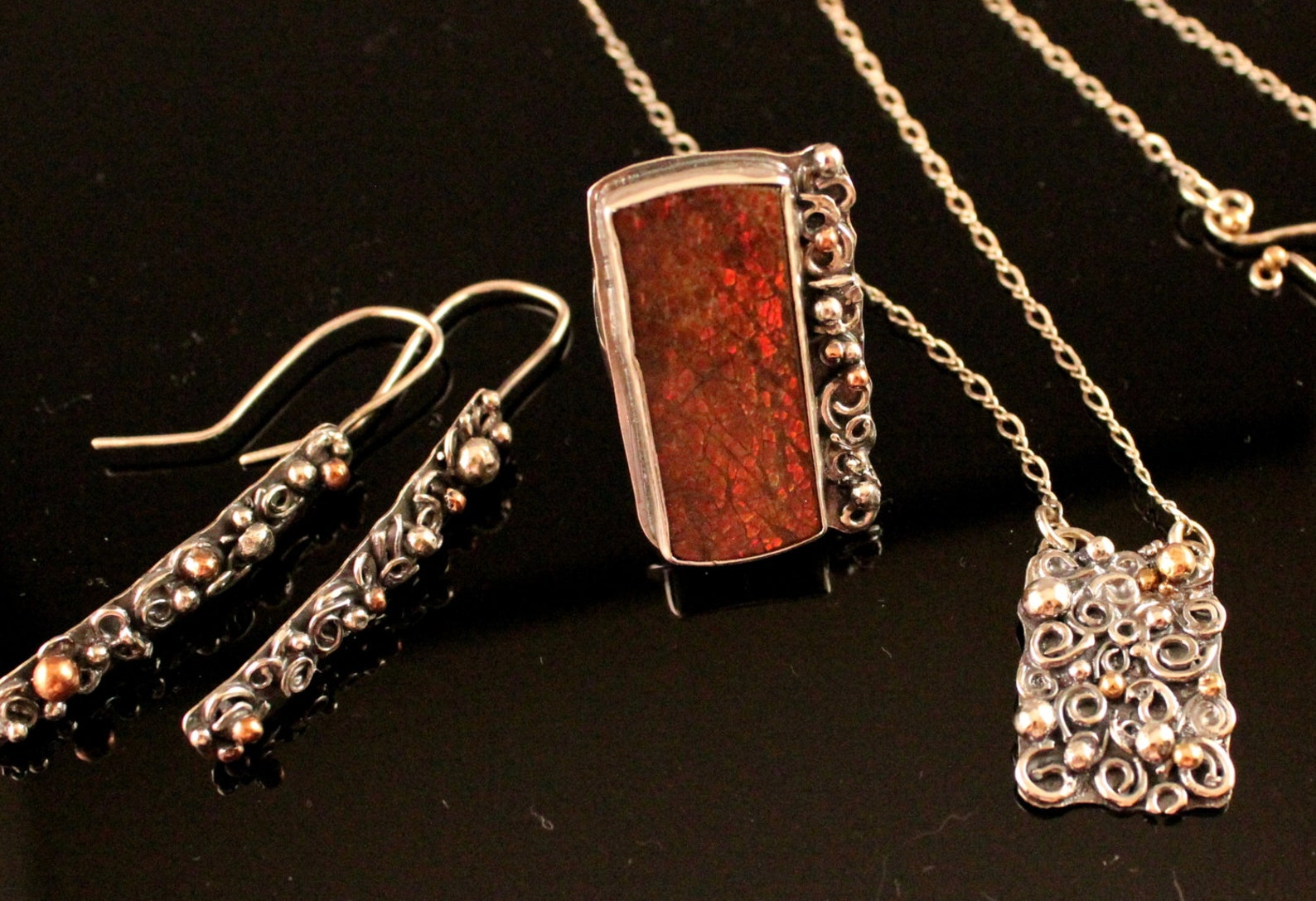 Handmade Sterling Silver Pendant Necklace: Mixed Metal Swirl Design - Etsy