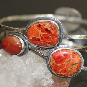 Orange Gemstone Bangle Braclet - Natural Gemstone Bangle - Plus Size ...