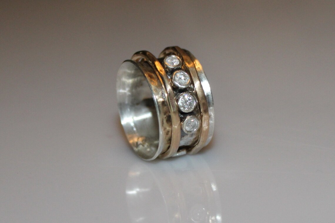 Diamond Spinner Ring Bezel Set Diamond Spinner Ring - Etsy