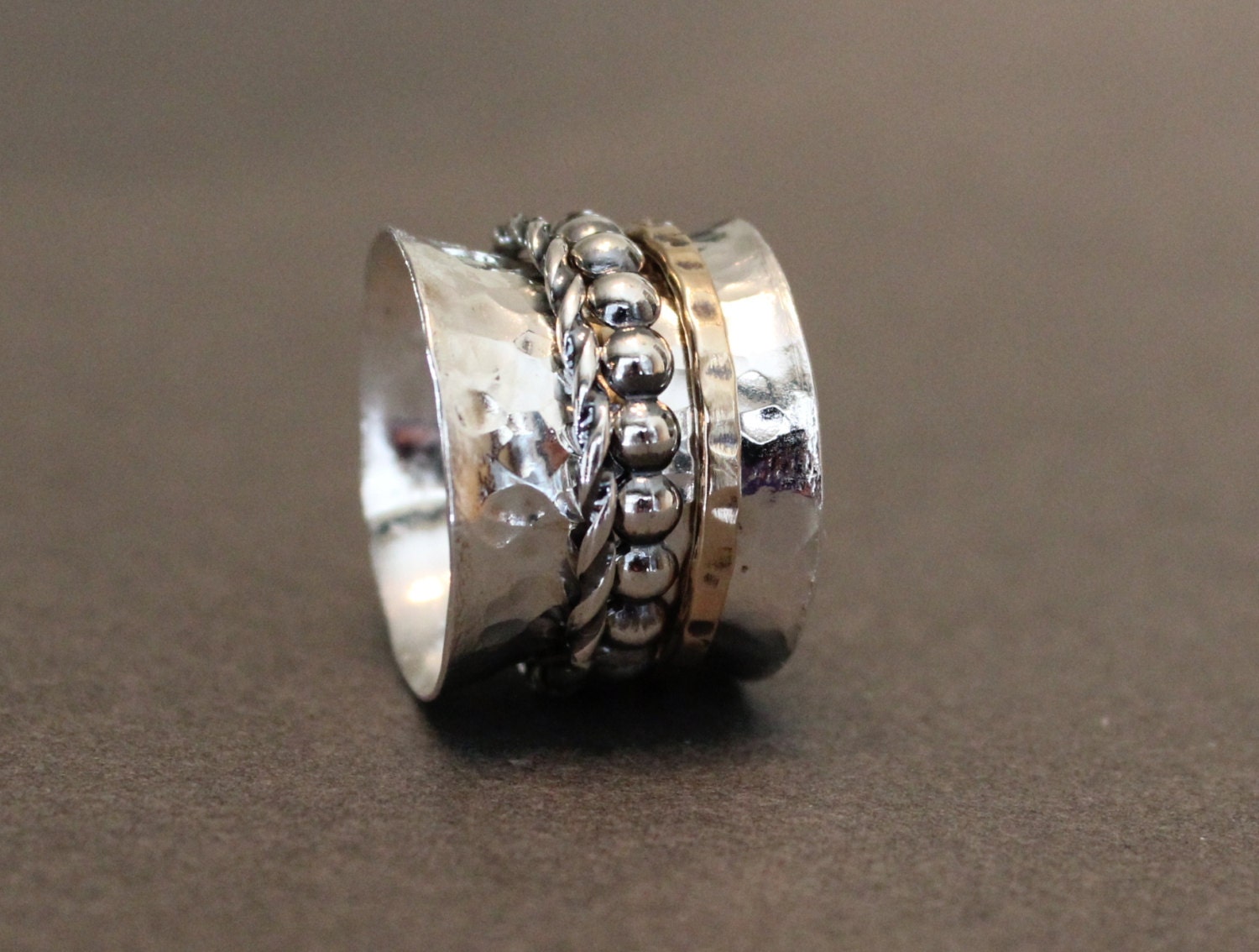 Silver and Gold Spinner Ring Spinning Ring Mixed Metal | Etsy