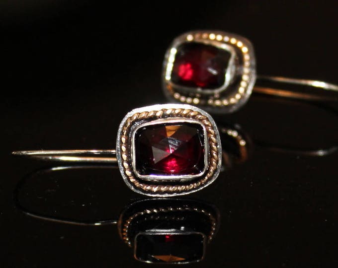 Garnet Earrings January Birthstone Earrings Silver and Gold Garnet ...