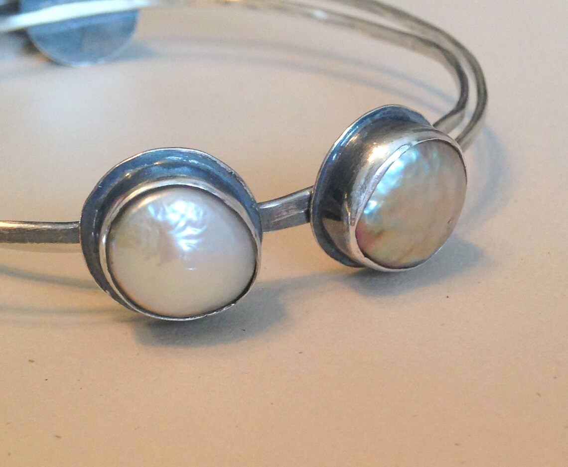Pearl Bangle Bracelet Handmade Pearl Jewelry Natural Pearl | Etsy