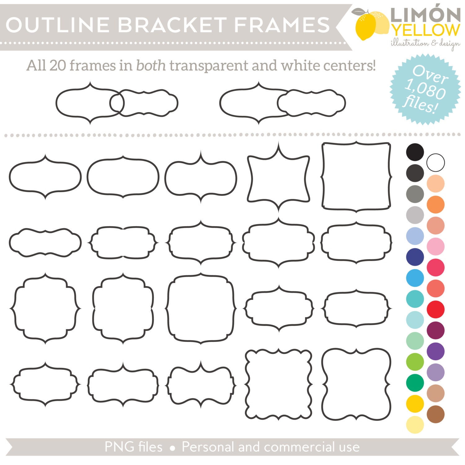 Digital Printable Frames Tags Outline Bracket Frames in | Etsy