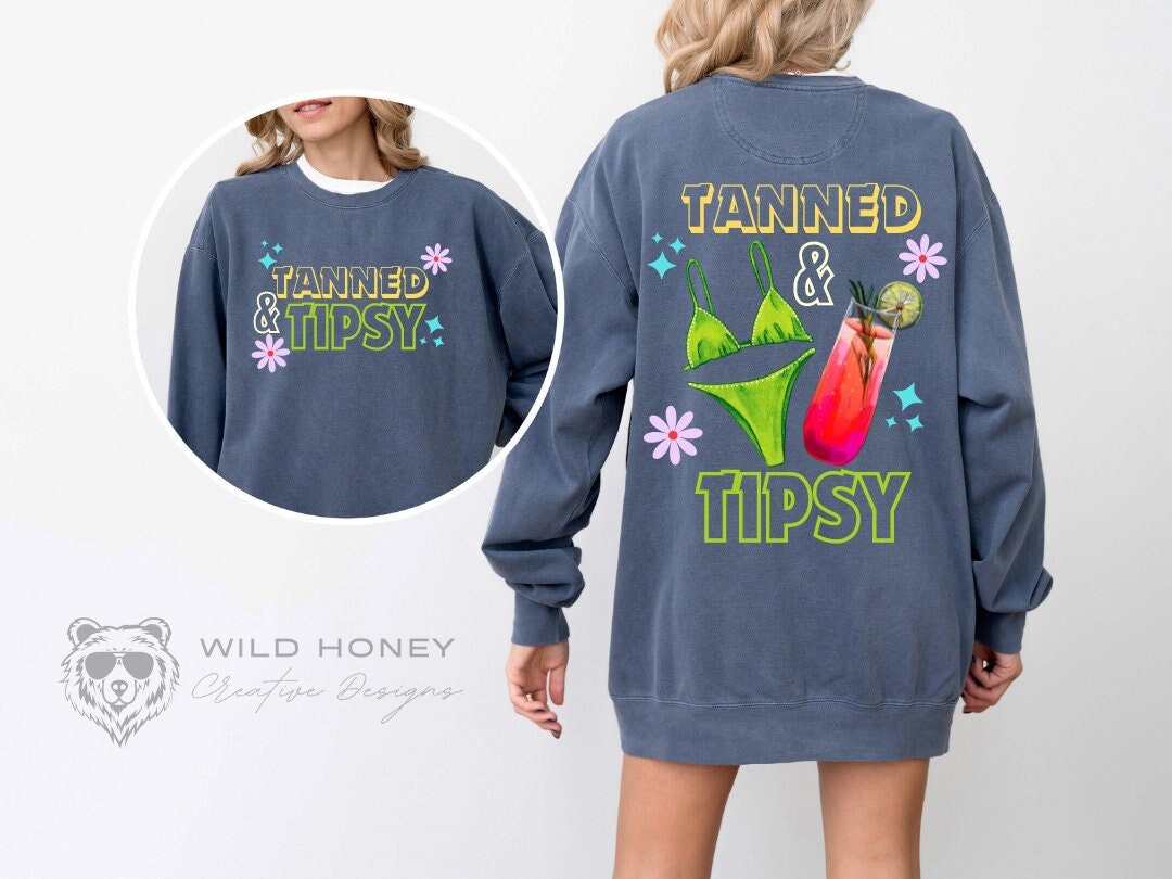 Tanned & Tipsy PNG: Tipsy Funny Summer Lake Pool Alcohol Trendy Graphic ...