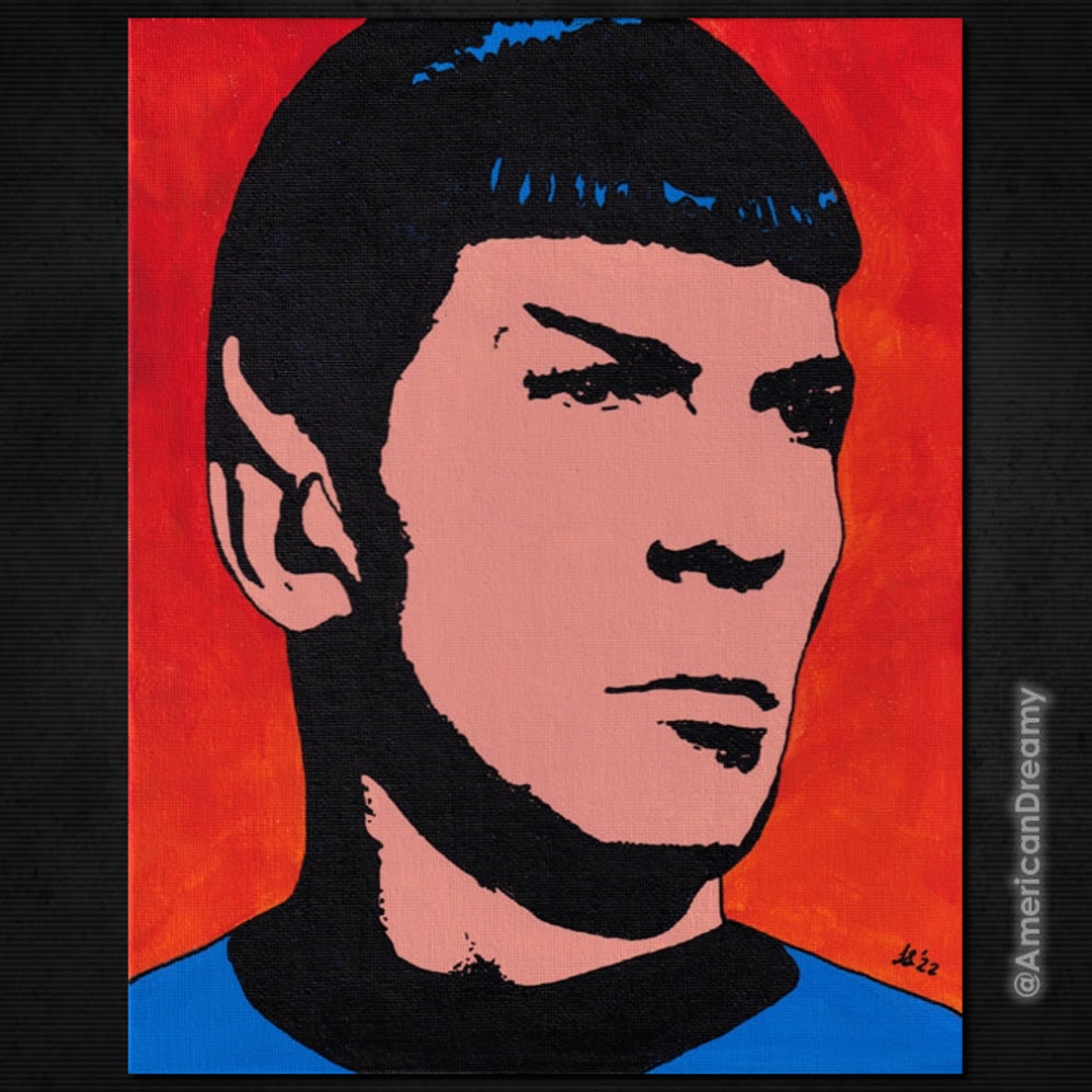 Star Trek Mr. SPOCK, New ORIGINAL Pop Art Painting 8" X 10" Leonard ...