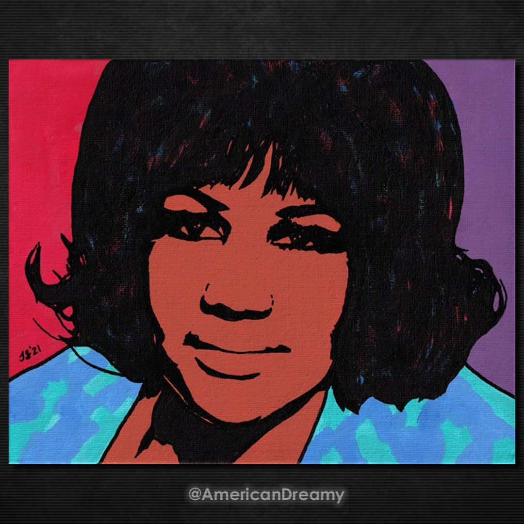 New! Original ARETHA FRANKLIN Pop Art PAINTING Pop Art Painting 8" X 10 ...