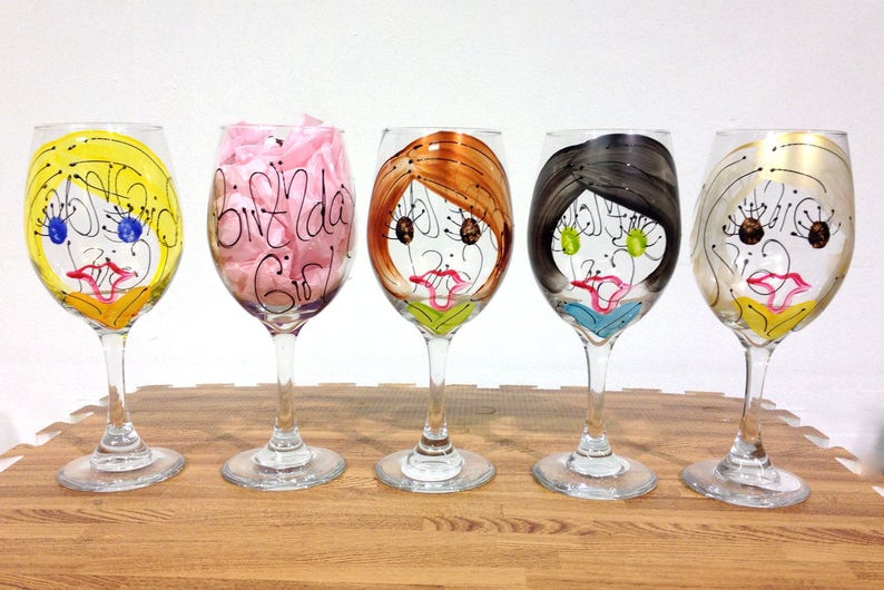 Hand Painted Glass Birthday Girl Wine Glass | Custom Wine Girl | Hand ...