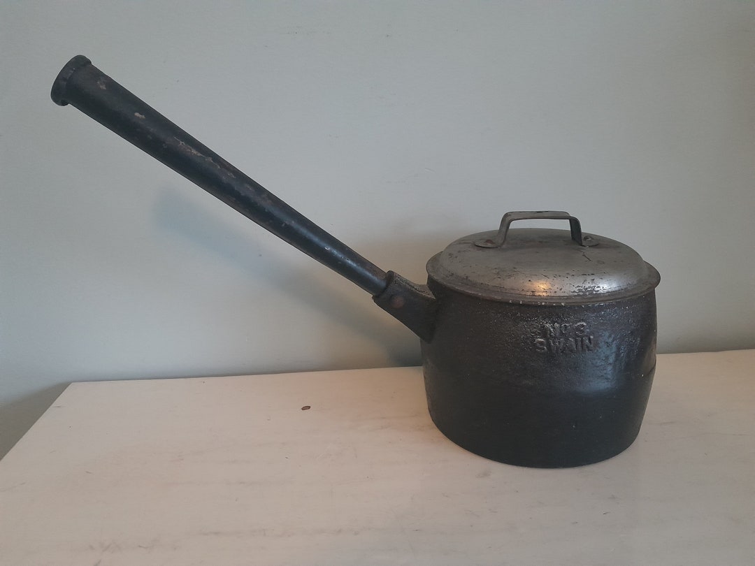 Antique Swain Cast Iron Pot Sauce Pan With Lid No 3 Long Handle - Gypsy ...