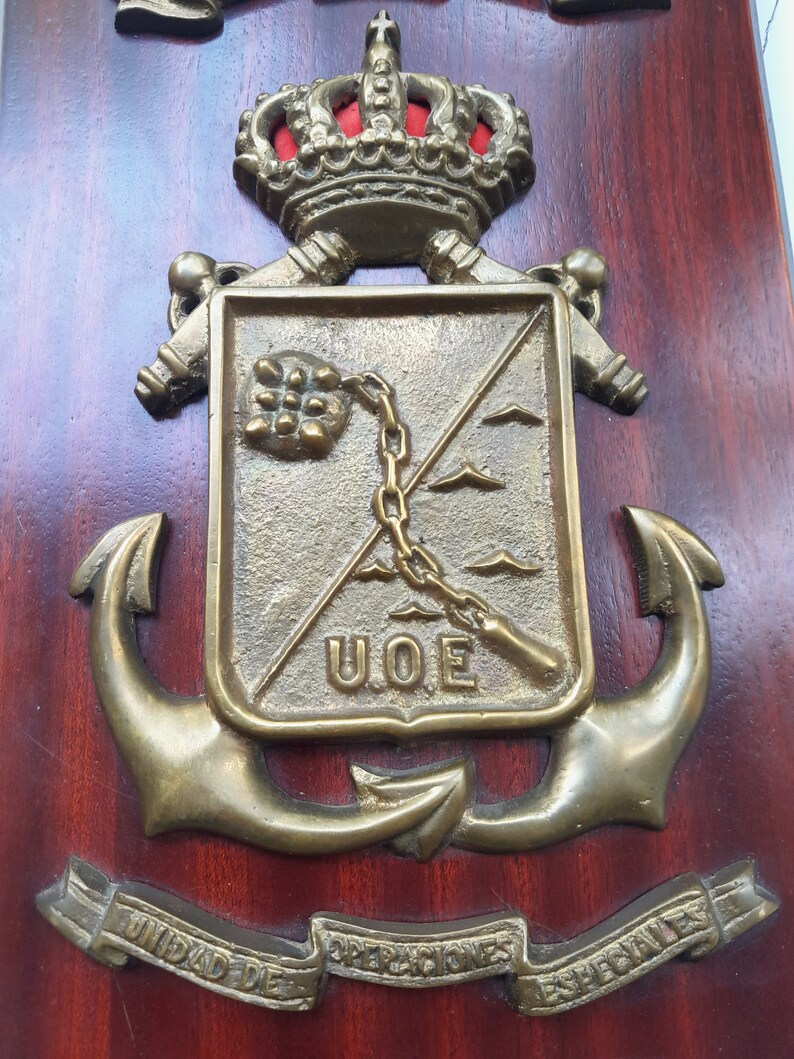 Vintage Spanish UOE Military Shield Wall Plaque - RNMLC - Wood Brass - Etsy