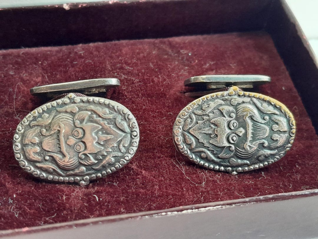 Vintage Cufflinks Demon Queen Rangda Dragon Cuff Links Foo Dog Vintage ...