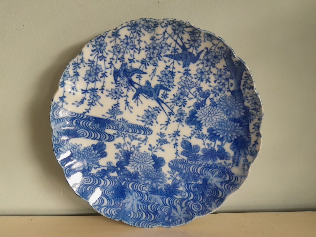 Blue and White Japanese Imari Plate With Bird Decoration - Etsy