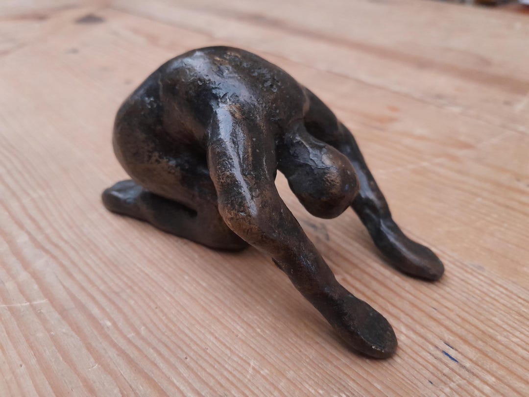 Bronze Figurine Kneeling Figure - Bowing Person - Yoga - Etsy