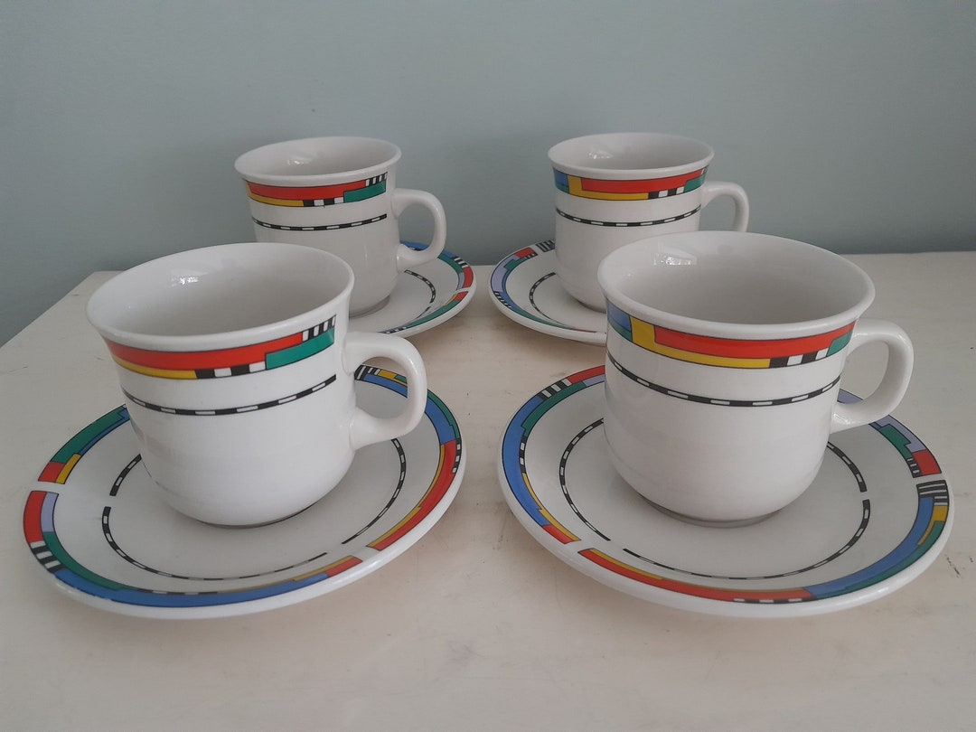 Set of Vintage Cups and Saucers Klun Lun 1980s Memphis - Etsy