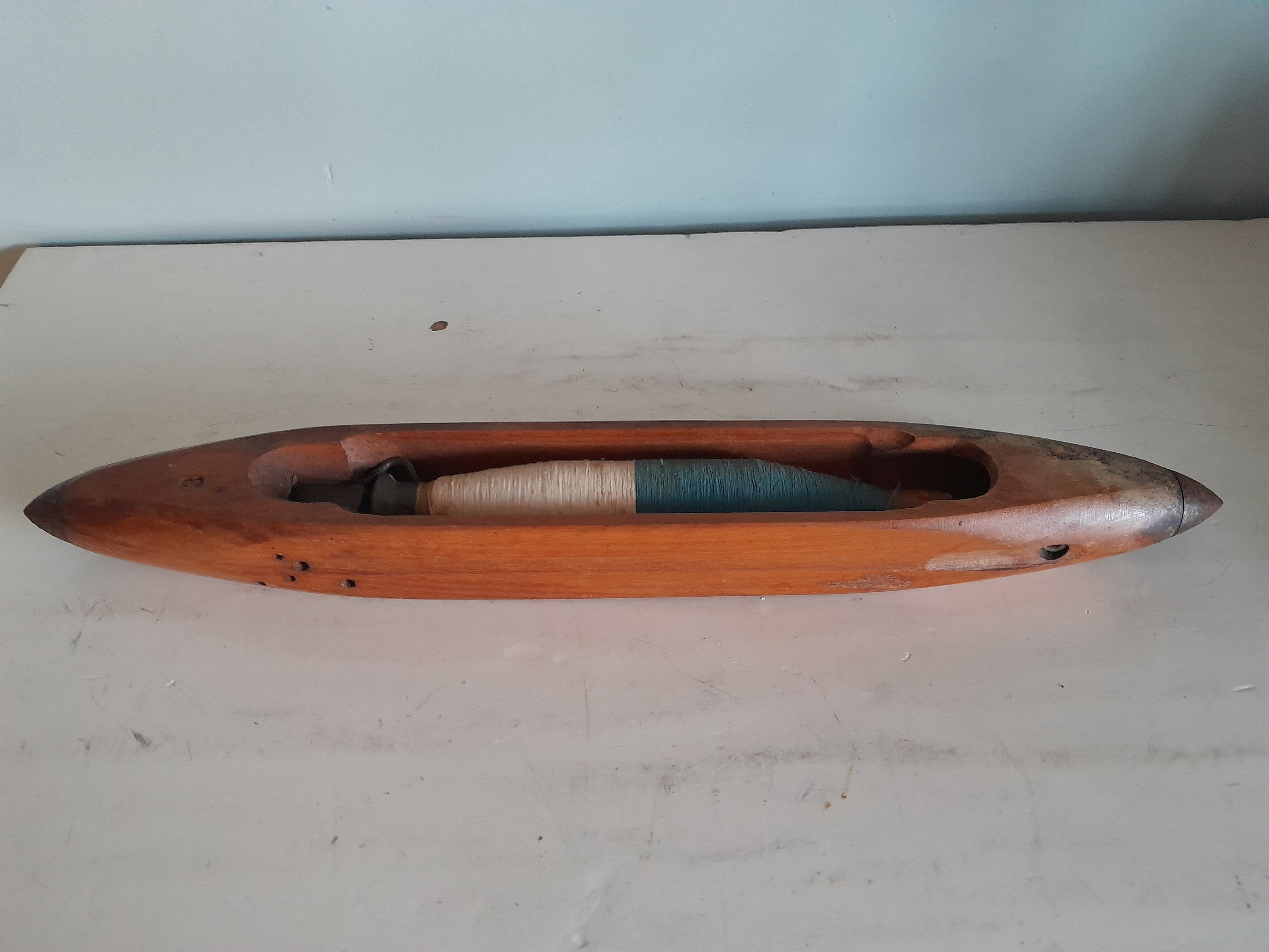 Vintage Wooden Weaving Loom Shuttle Boat With Spool - Etsy