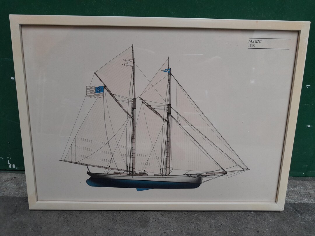 Vintage America's Cup Yacht Magic 1870 Sailing Boat Lithograph Print ...