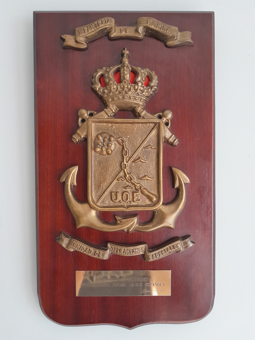 Vintage Spanish UOE Military Shield Wall Plaque - RNMLC - Wood Brass - Etsy