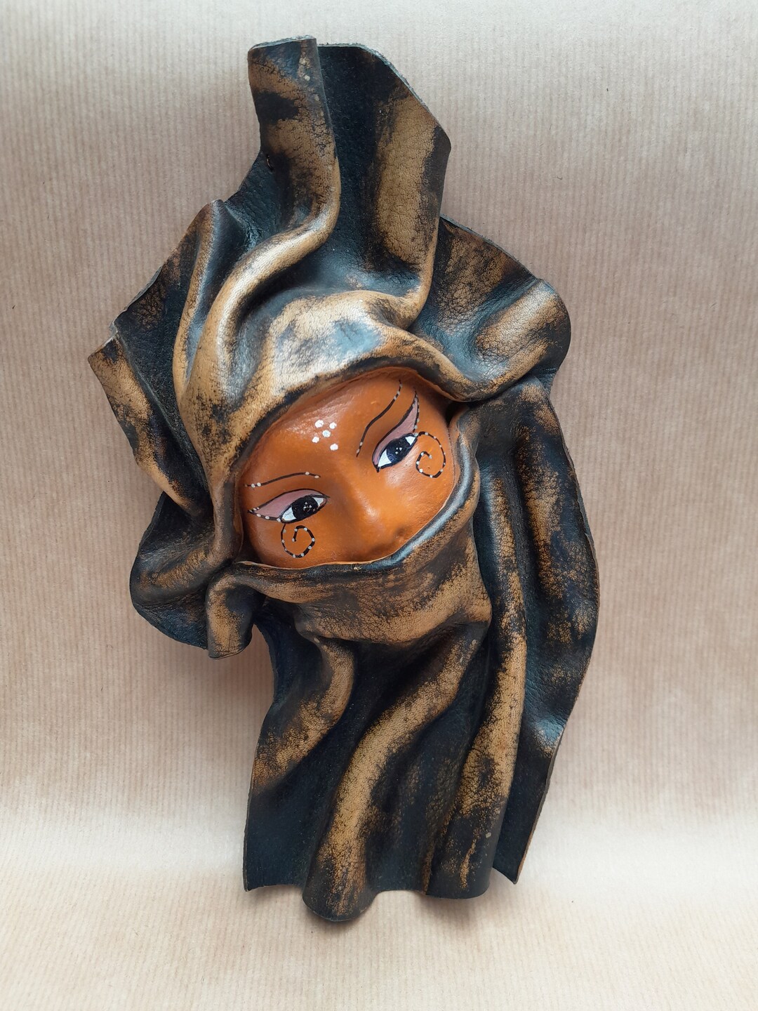 Vintage Leather Wall Mask. Hand Painted. Africa. - Etsy