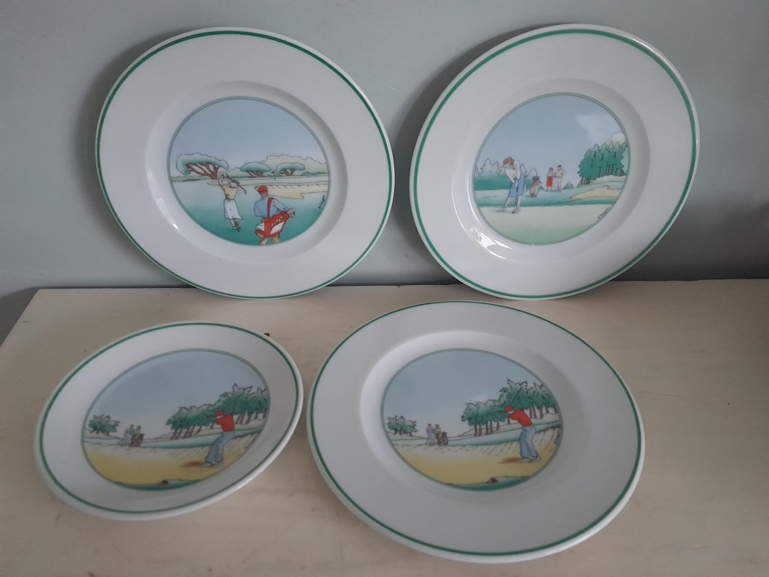 Vintage Plate Golf Decoration Apilco Golf Gift France Set of 4 - Etsy