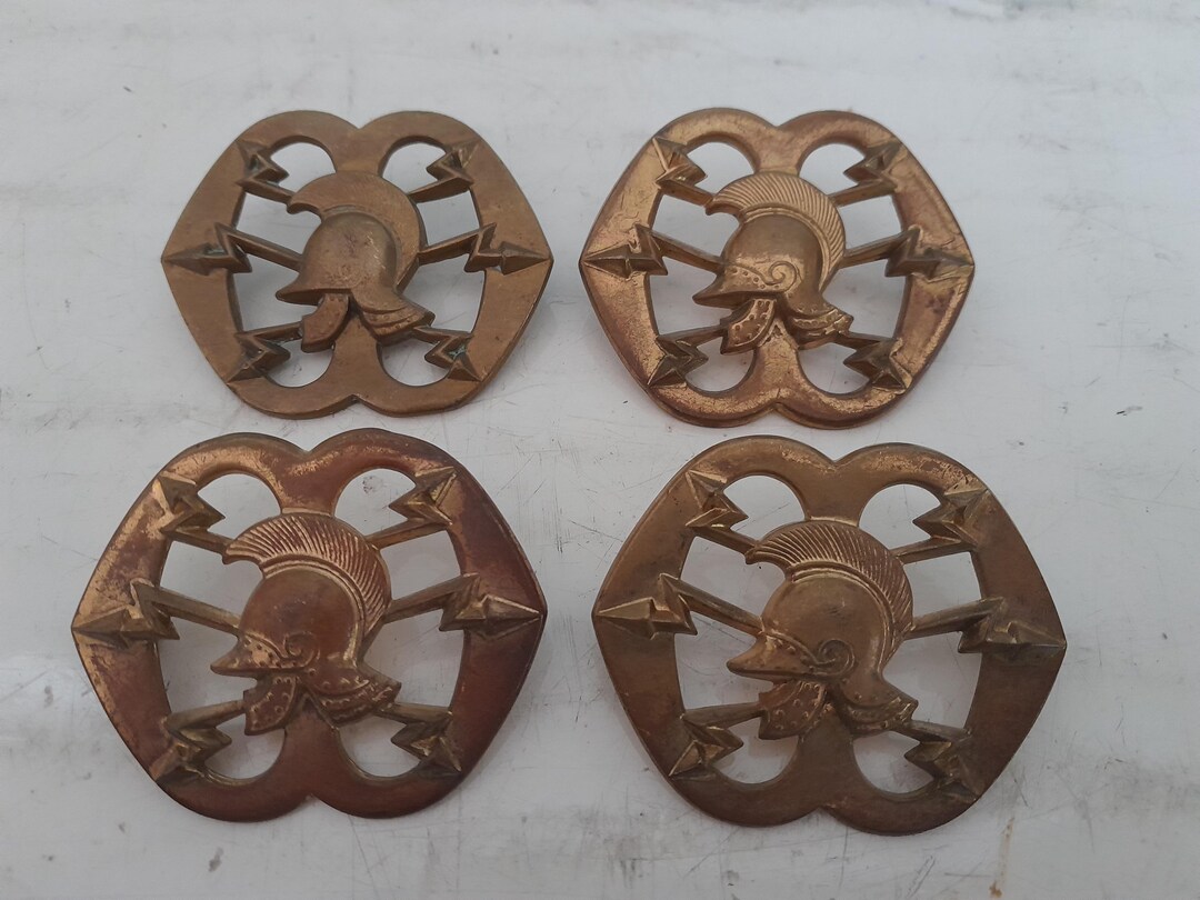 Netherlands Dutch Army Signal Corps Cap Badge Brass Vintage - Set of 4 ...