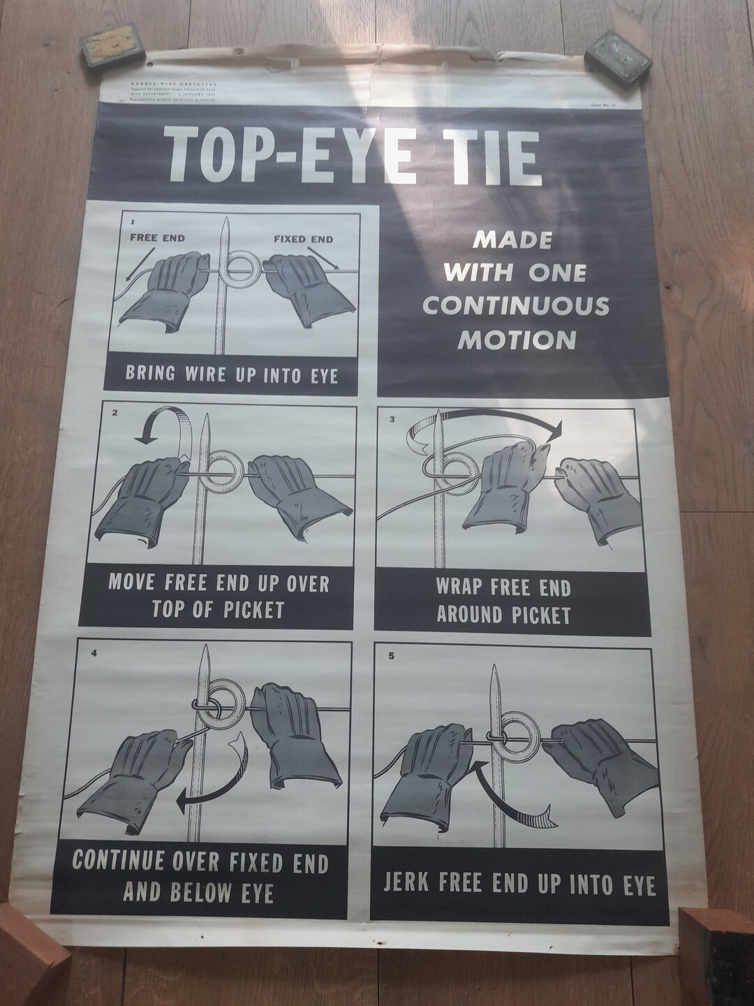 WW2 Training Poster 1944 - War Department - Top-eye Tie - Barbed-wire ...