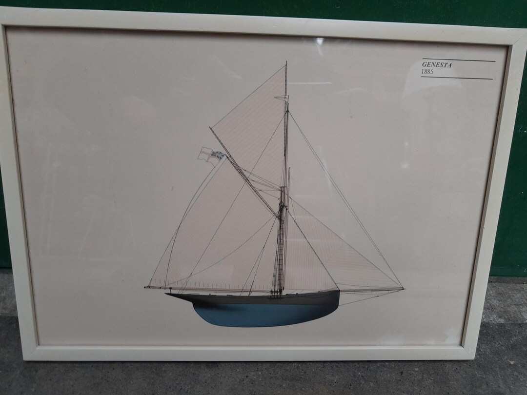 Vintage America's Cup Yacht Genesta 1885 Sailing Boat Lithograph Print ...