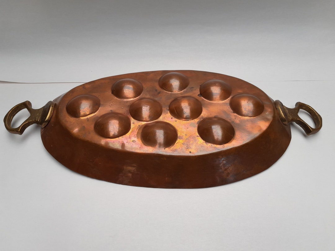 Antique Copper Snail Snail Pan France, Poffertjes Pan With Brass ...
