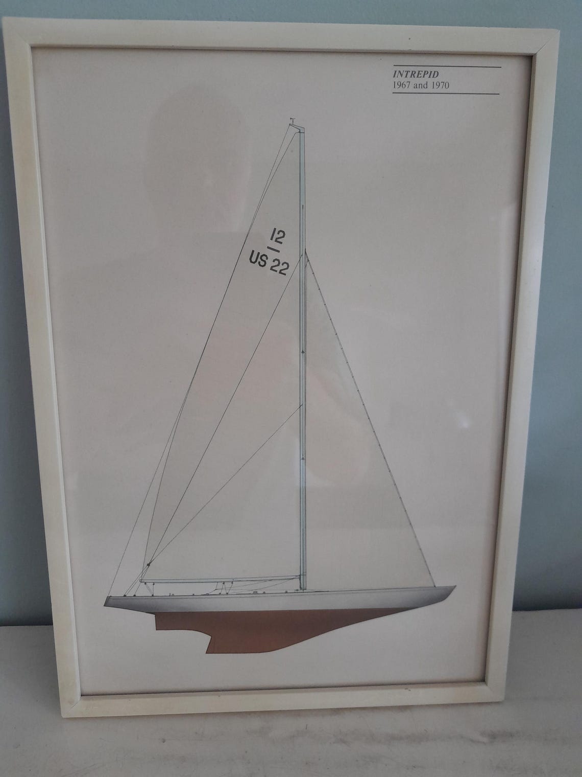 Vintage America's Cup Yacht Intrepid 1967 1970 Sailboat Lithograph ...